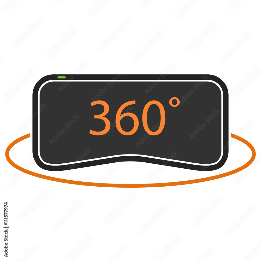 360 degrees virtual reality icon in orange and black colors Stock ...