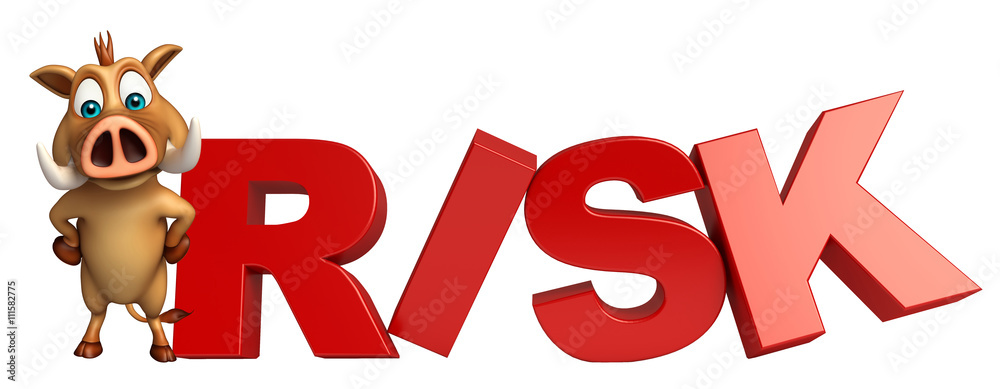 fun Boar cartoon character with risk sign Stock Illustration | Adobe Stock