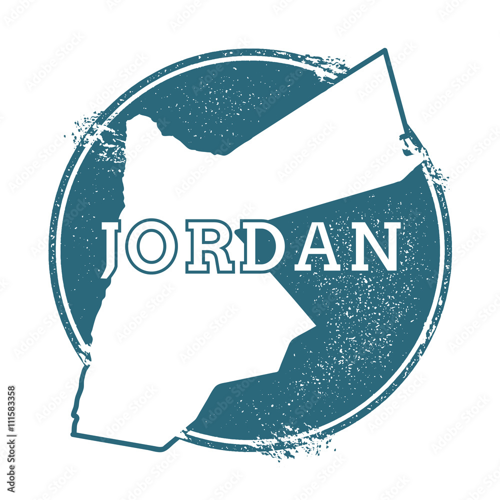 Grunge rubber stamp with name and map of Jordan, vector illustration ...