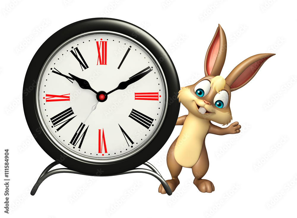 cute Bunny cartoon character with clock Stock Illustration | Adobe Stock