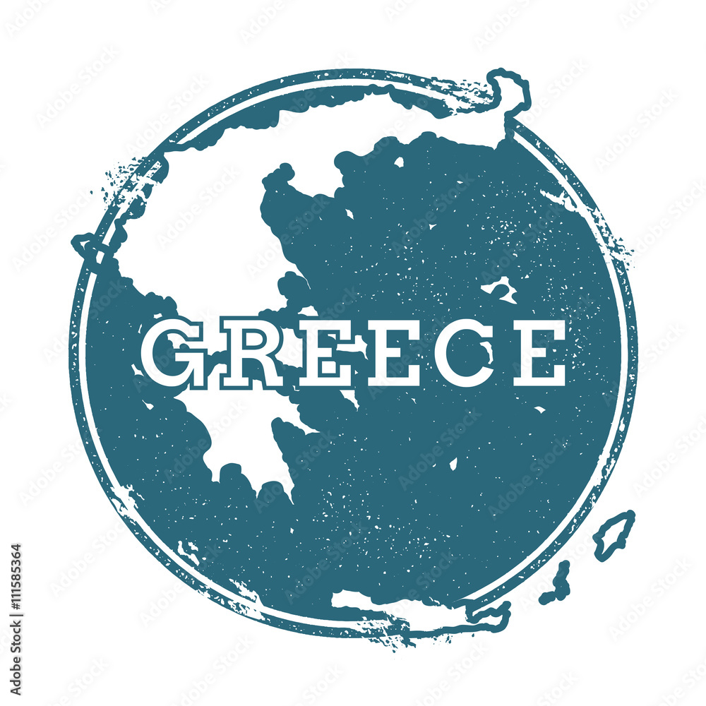 Grunge rubber stamp with name and map of Greece, vector illustration ...