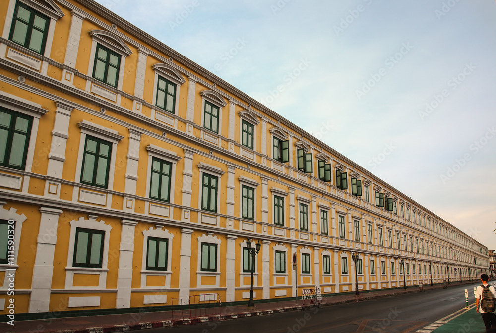 Old building architecture of the exterior facade of Ministry of Defence ...