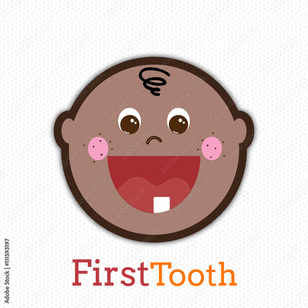 Stockvector Cute Afro-American baby boy with first tooth. Little ...