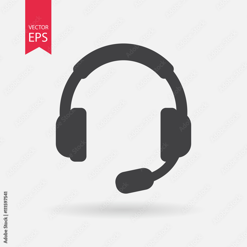 Headphones with Microphone Icon Vector. Headphones with Microphone sign ...