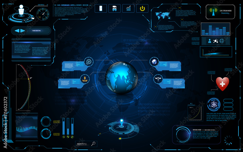 hud interface global network connection tech innovation concept element ...