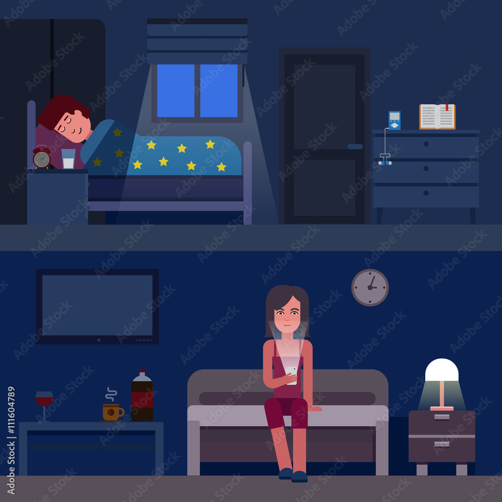 Sleep time infographics vector flat illustration. Infographic How to ...