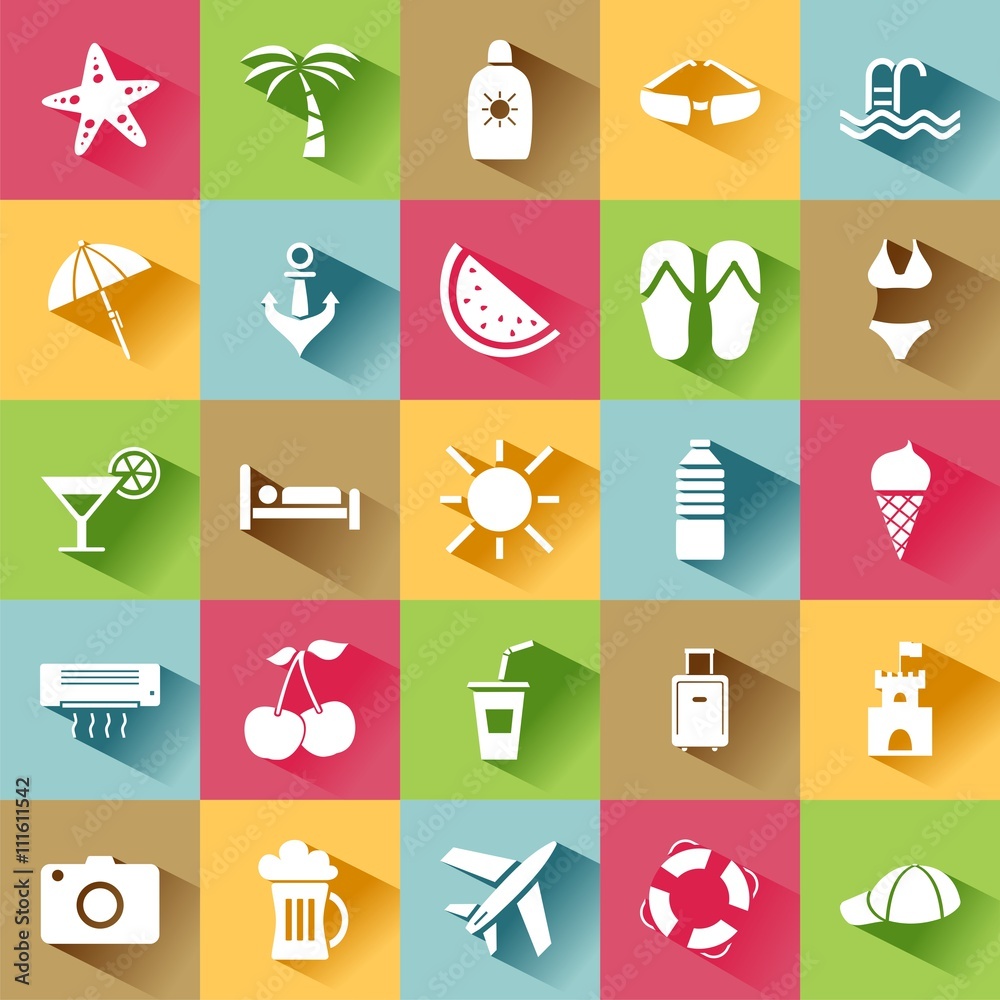 25 Summer Icon Set Stock Vector | Adobe Stock