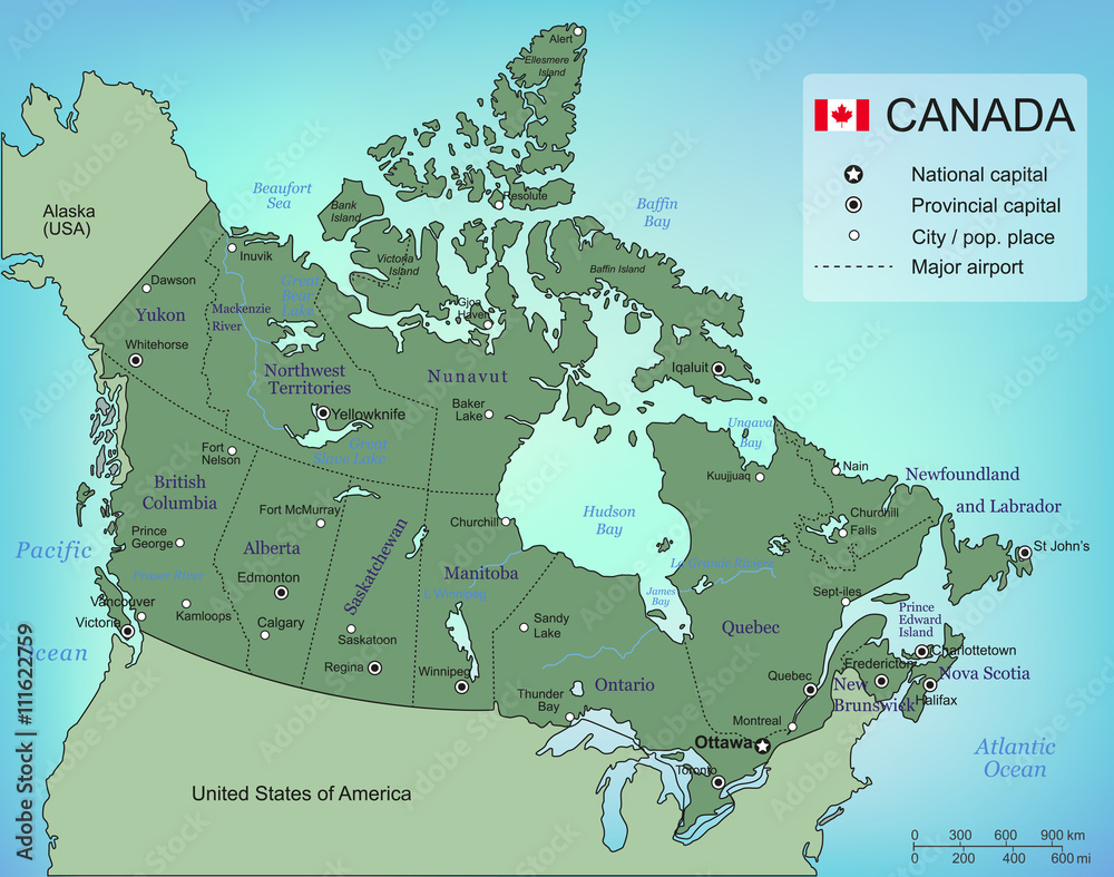 Canada map with provinces. All territories are selectable. Vector Stock ...