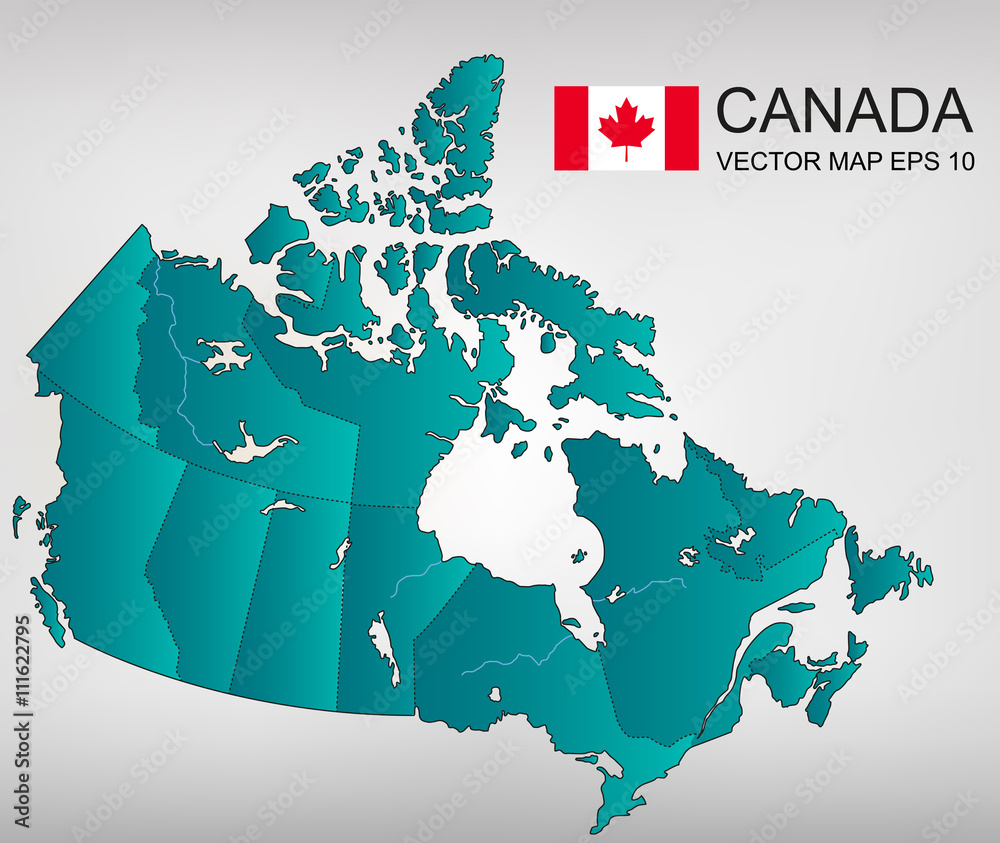 Canada map with provinces. All territories are selectable. Vector Stock ...