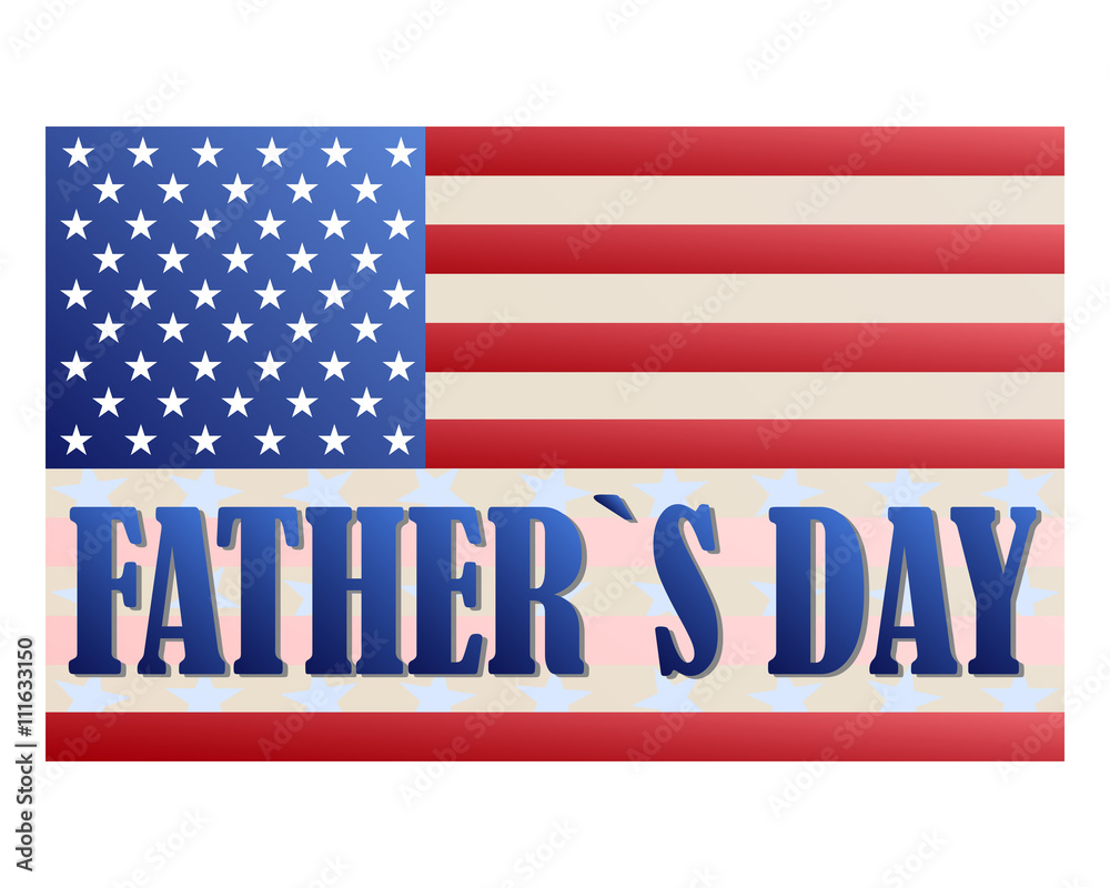 Happy Fathers Day with American flag and the lettering, festive holiday ...
