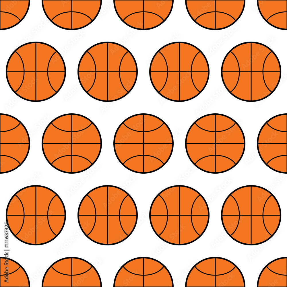 Seamless pattern of basketball, sports balls. Vector Stock Vector ...