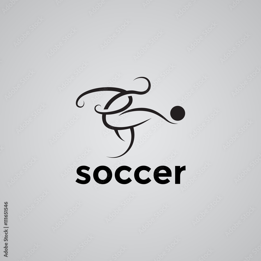 Vetor de Abstract soccer player. Vector monochrome sports logo. do ...