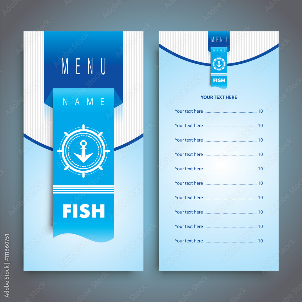 Fish restaurant menu design with seafood Stock Vector | Adobe Stock
