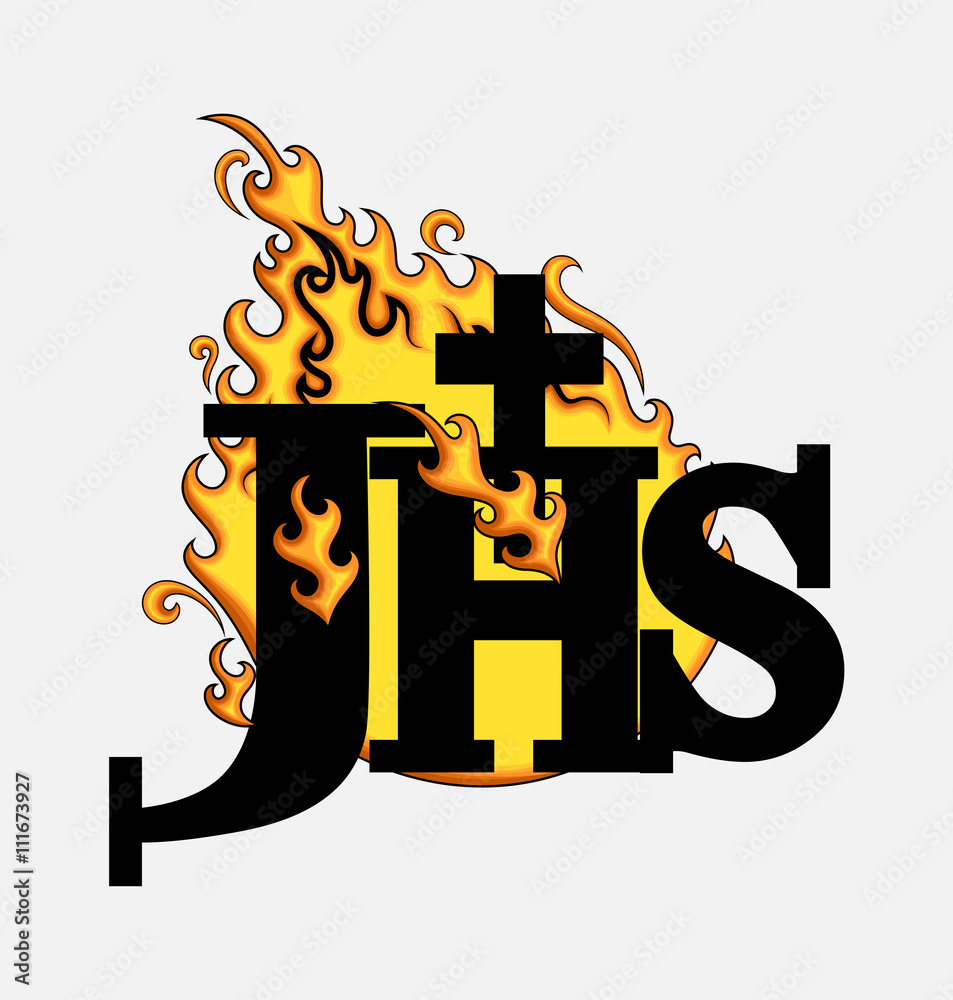 Burning JHS Christogram Symbol vector de Stock | Adobe Stock