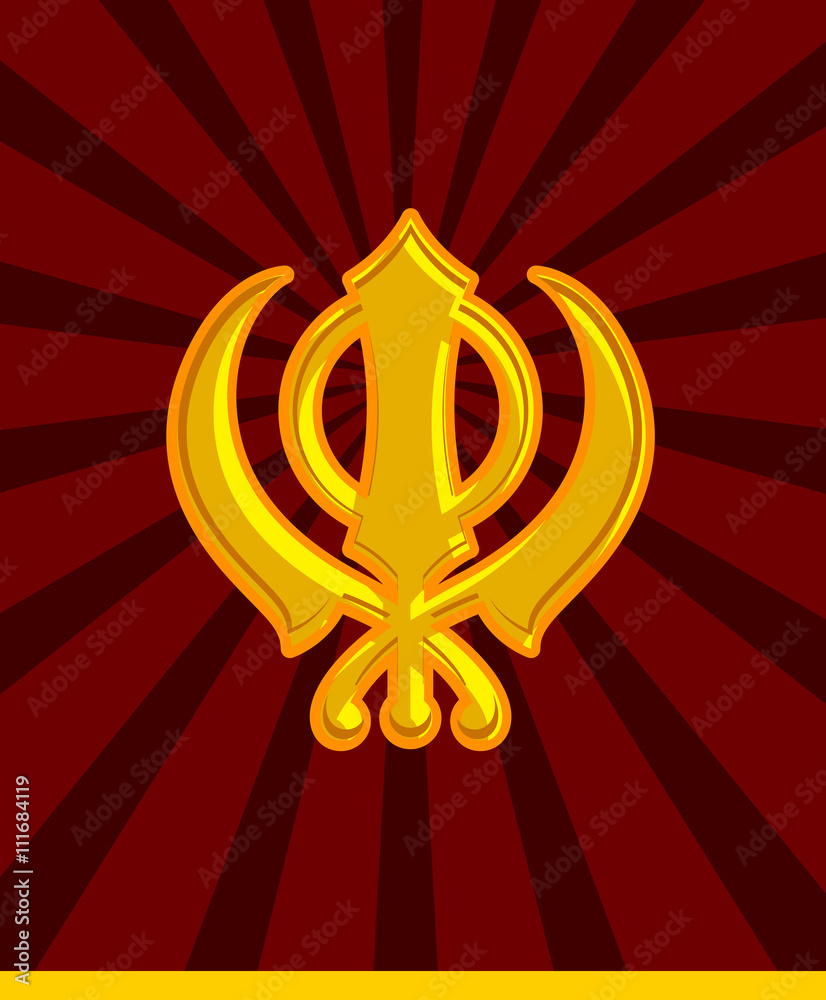 Retro Golden Sikhism Symbol Stock Vector | Adobe Stock