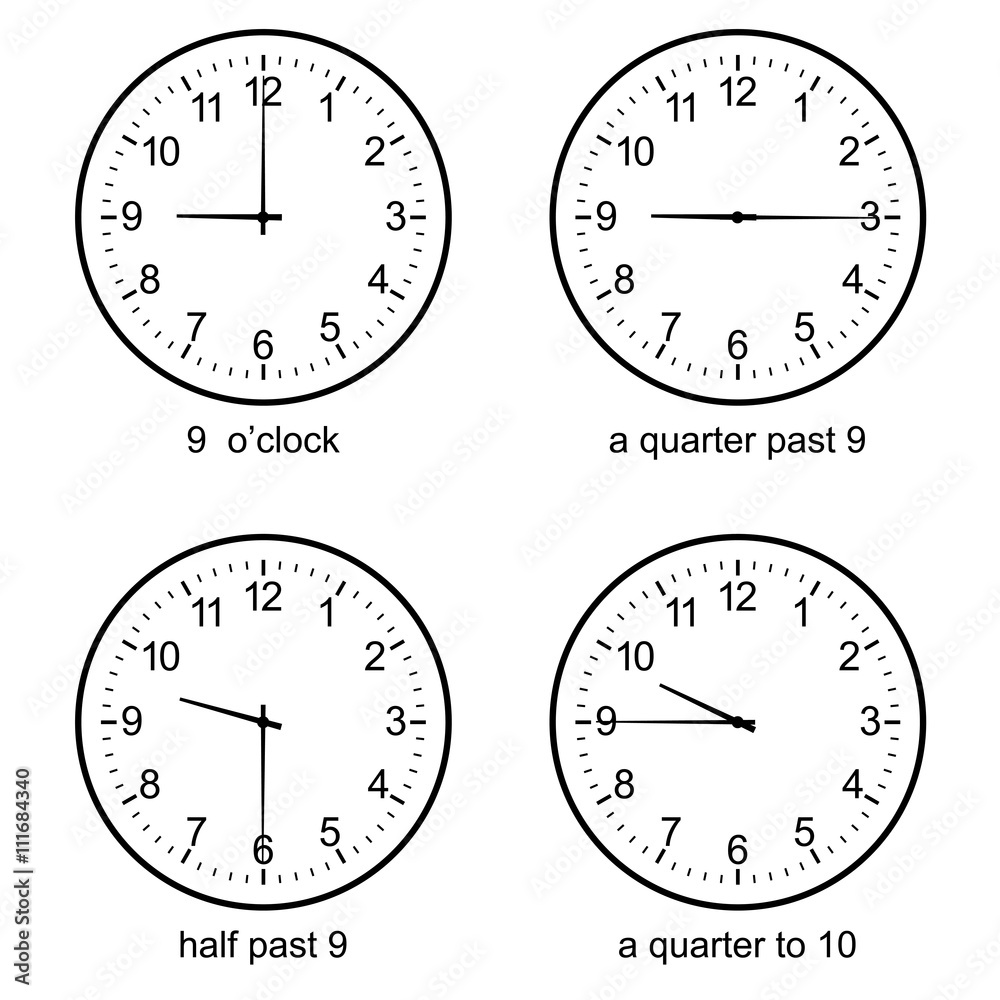 Learning Time Clock set vector Stock Vector | Adobe Stock