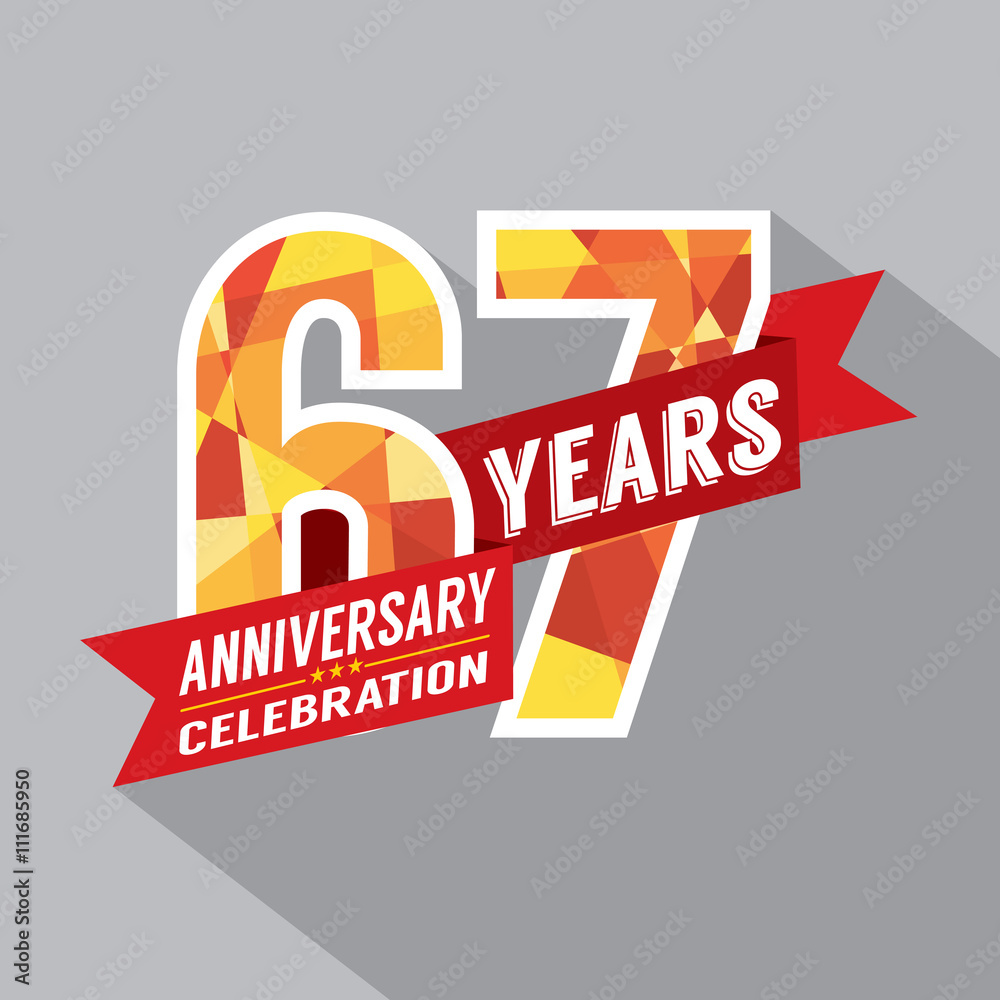 67th Years Anniversary Celebration Design. Stock Vector | Adobe Stock