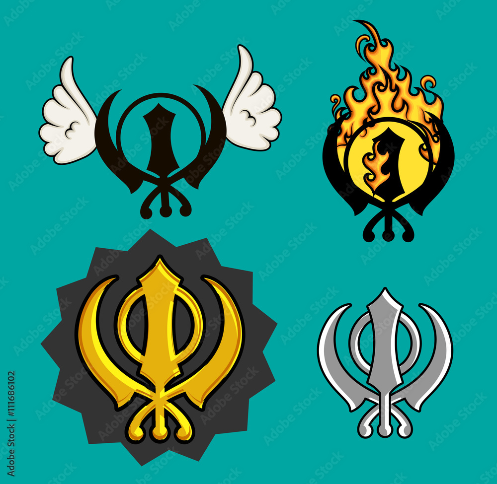 Sikhism Symbols Vector Set Stock Vector | Adobe Stock