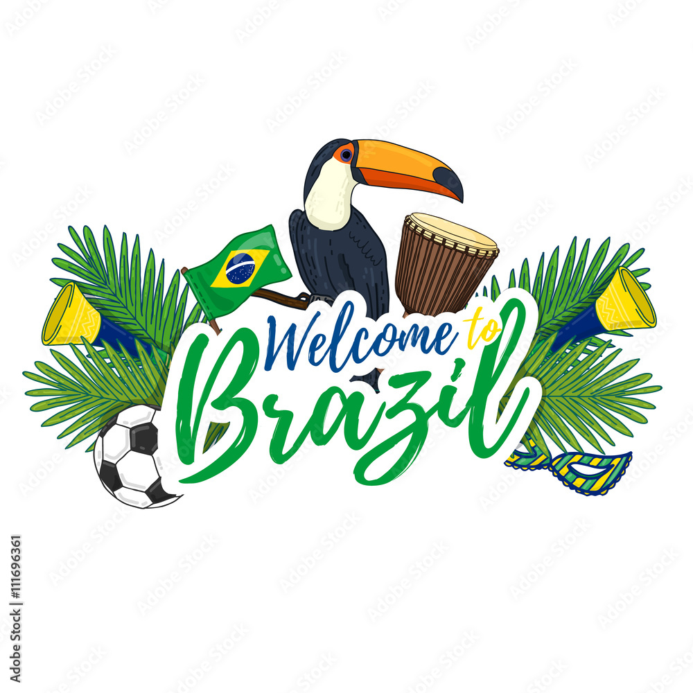 Banner, poster, sign, invitation Welcome to Brazil. Banner with the ...