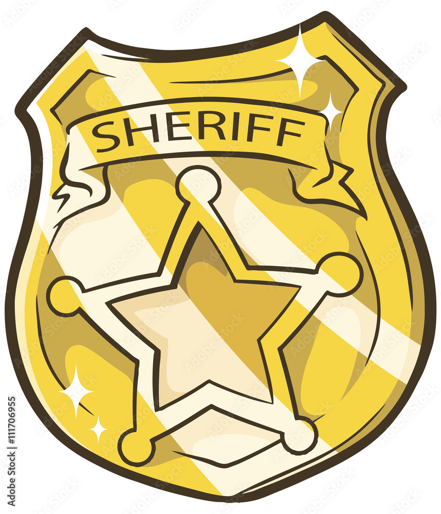 Cartoon golden sheriffs badge Stock Vector | Adobe Stock