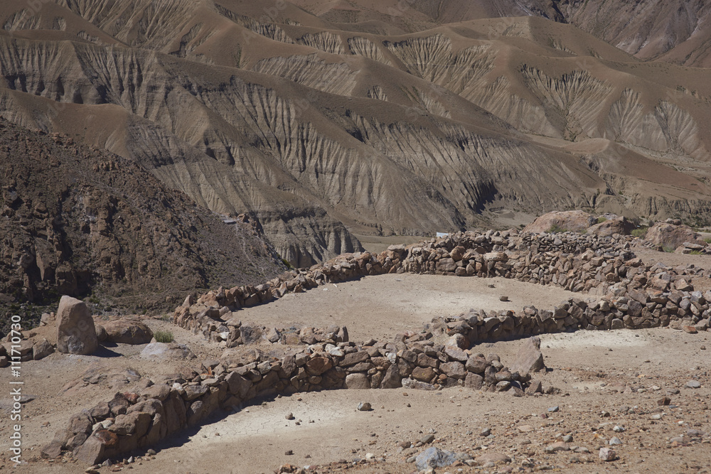 Archaeological site with remains of the historic fortress of Pukara de ...