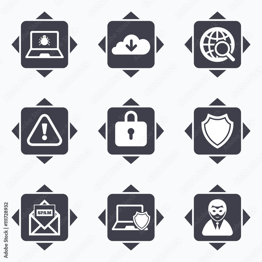 Internet privacy icons. Cyber crime signs. vector de Stock | Adobe Stock