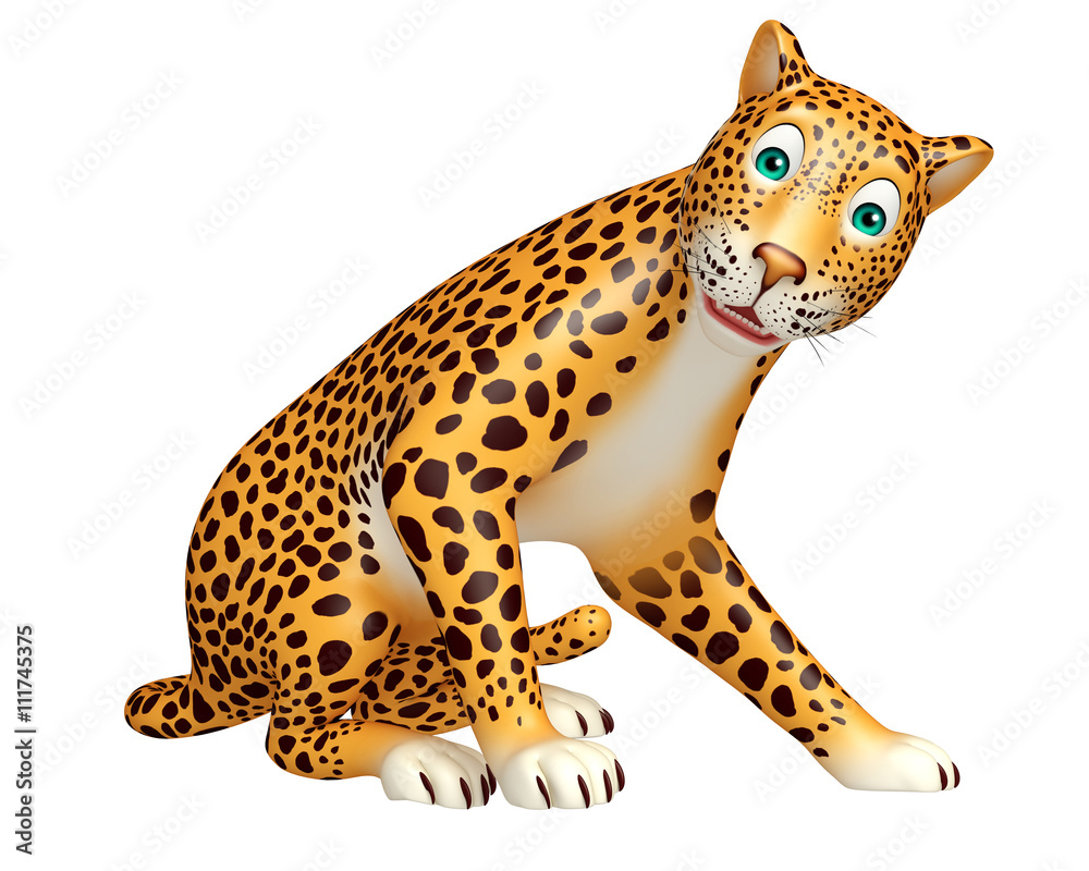 sitting Leopard cartoon character Stock Illustration | Adobe Stock