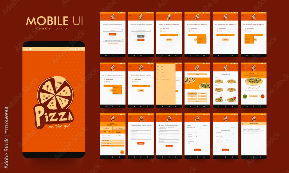 Material Design UI, UX and GUI for Food Mobile Apps. Stock Vector ...