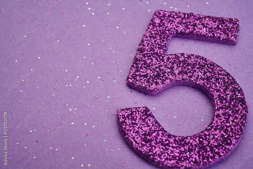 Number five purple color over a purple background. Anniversary Stock ...