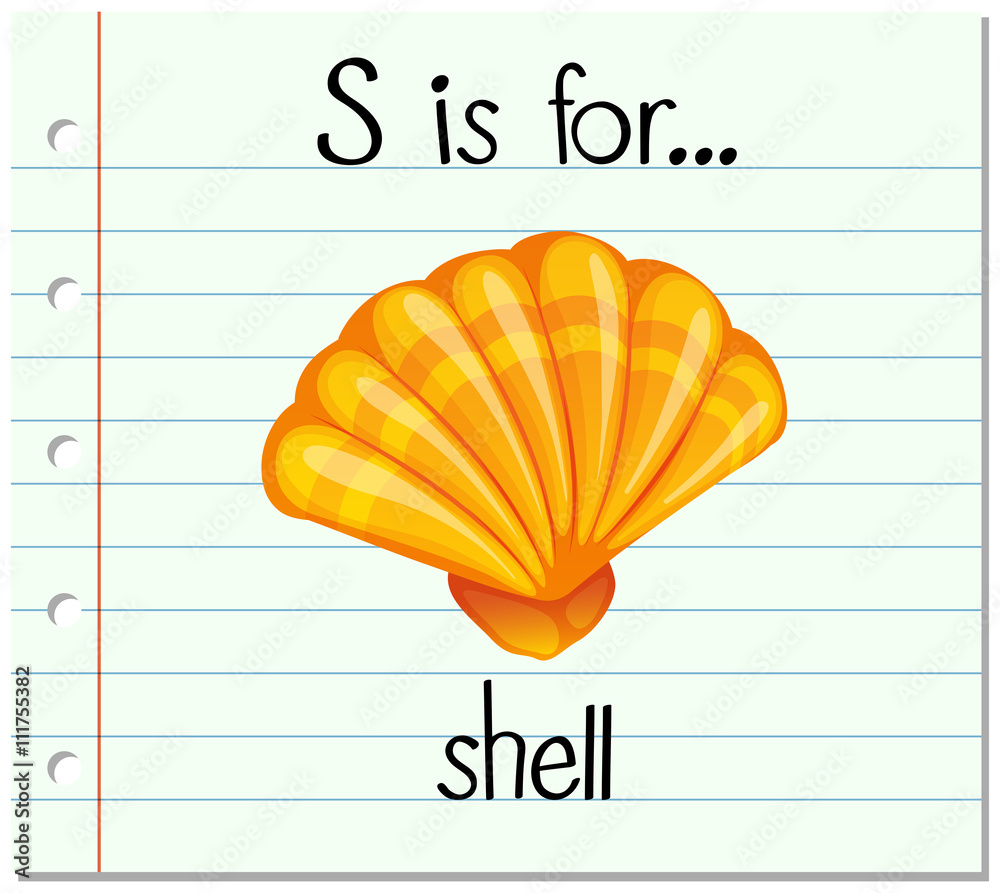 Flashcard letter S is for shell Stock Vector | Adobe Stock