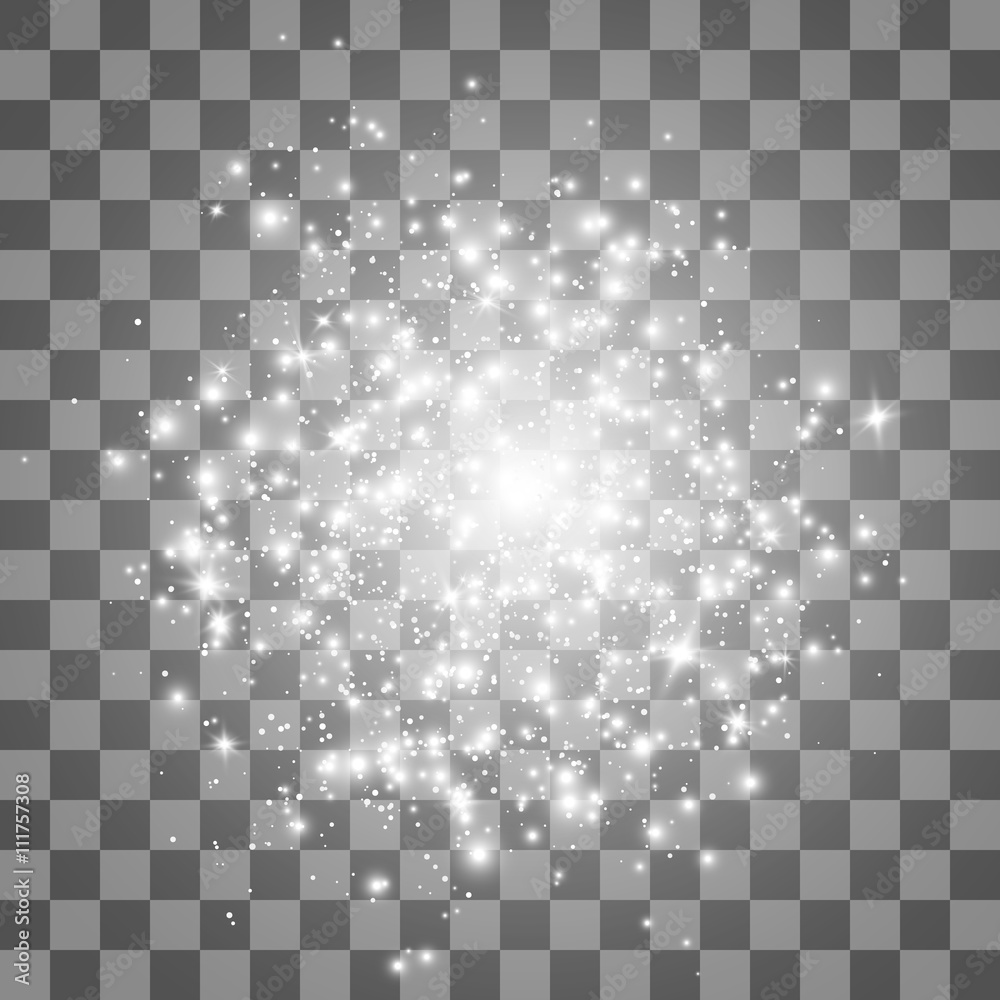 Glow light effect. Stardust on a transparent background. Lights on ...