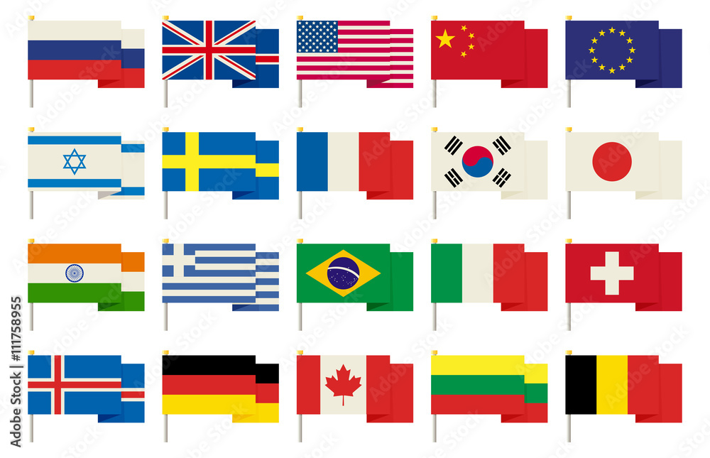Flags icons in flat style. Simple flags of the countries vector de ...