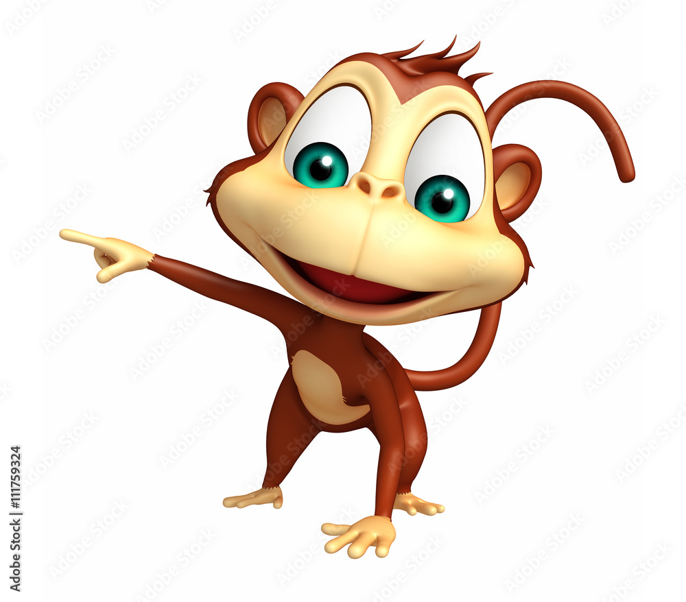pointing Monkey cartoon character Stock Illustration | Adobe Stock
