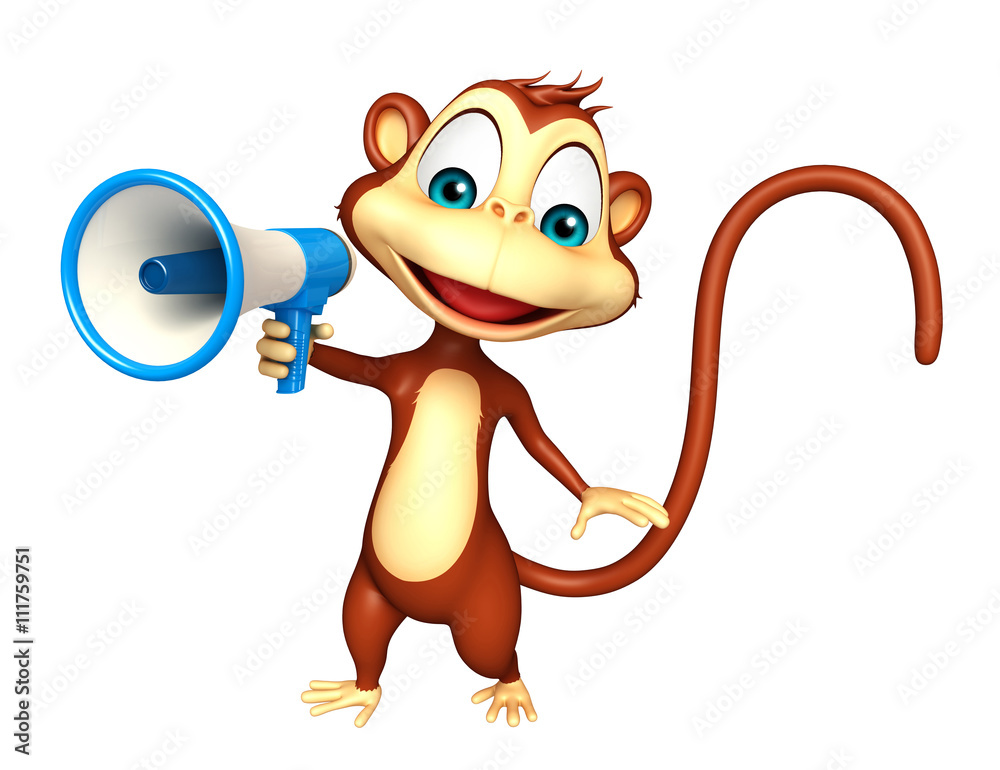 cute Monkey cartoon character with loud speaker Stock Illustration ...