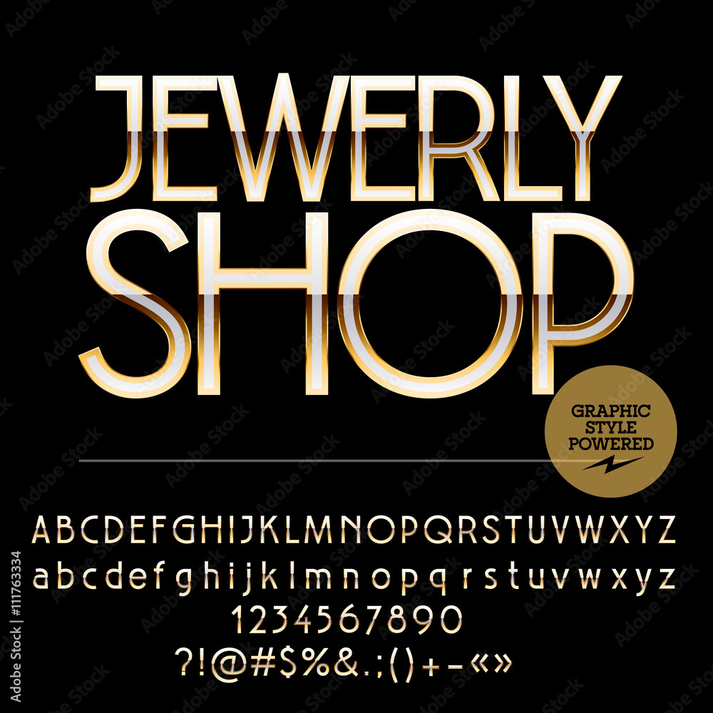 Elite set of silver and golden alphabet letters, numbers and ...