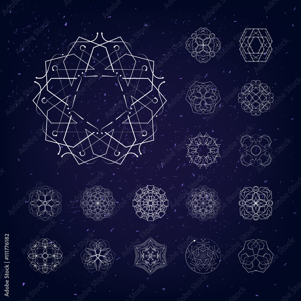 The circular geometric patterns. The symbols and items. Vector set ...