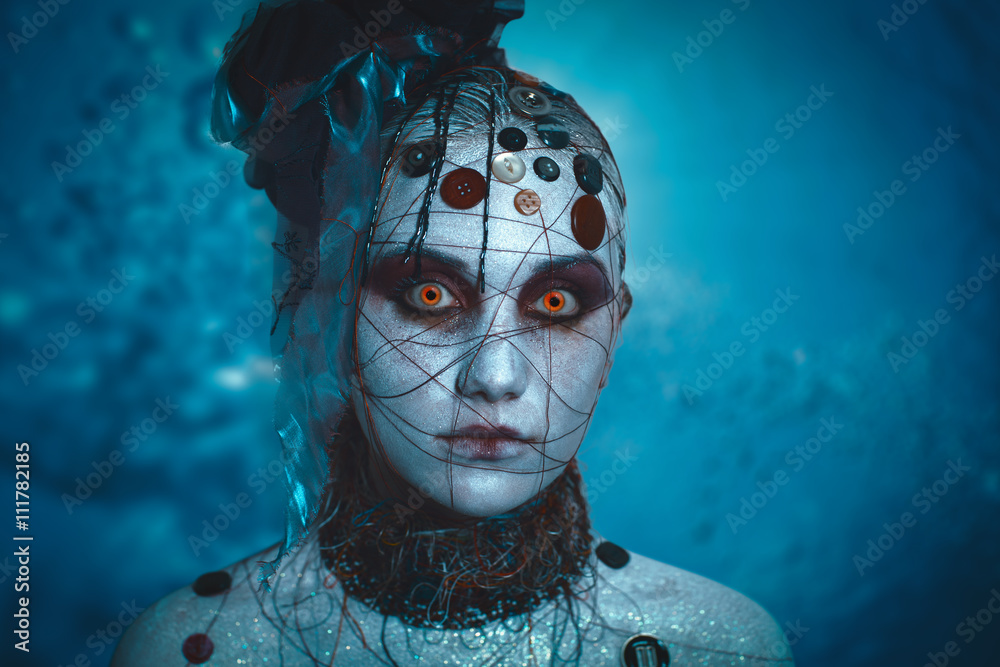 Terrible dead women from a horror movie, creepy character with large ...