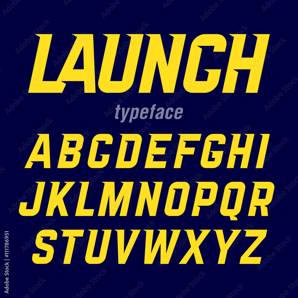 Launch typeface, modern bold industrial style font with movement Stock ...