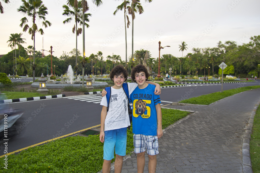 Happy twins in Bali,Indonesia Stock Photo | Adobe Stock