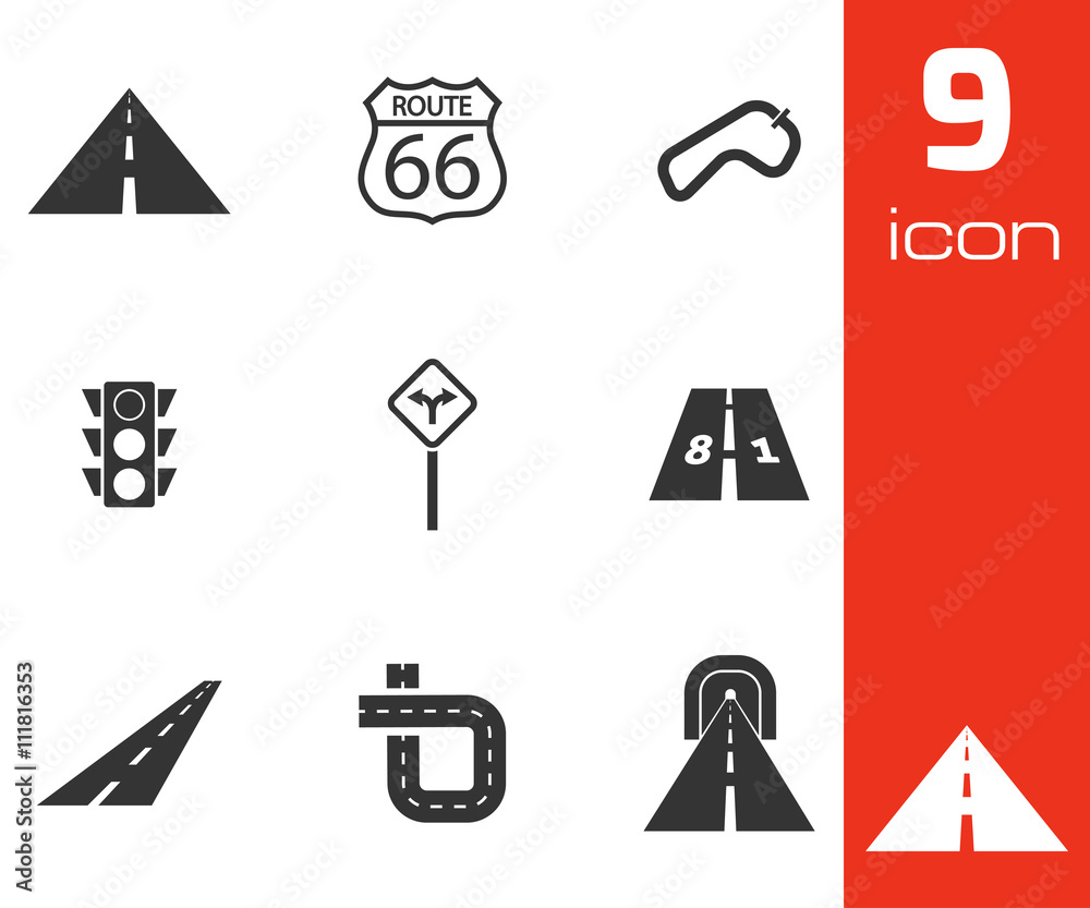 Vector black road icons set Stock Vector | Adobe Stock