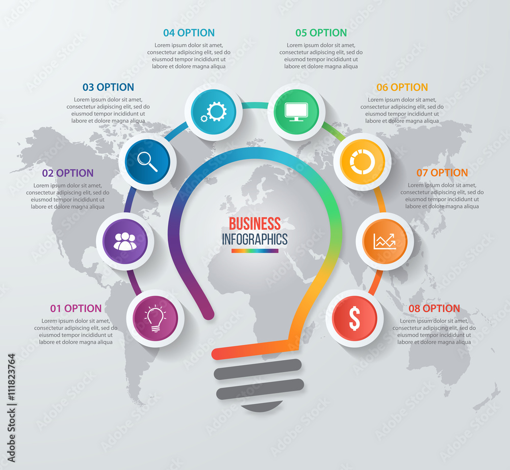 Vector idea light bulb circle infographic template for graphs, charts ...