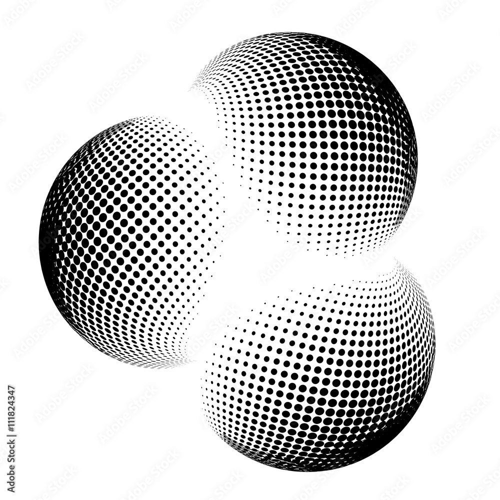 halftone globe, sphere vector logo symbol, icon, design. abstract ...