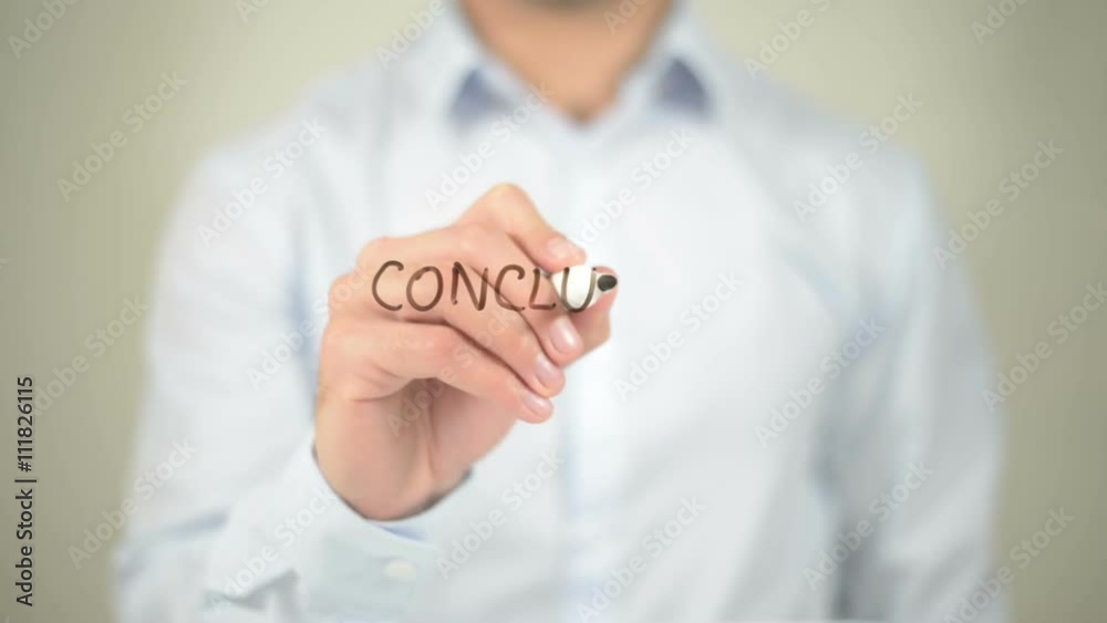 Conclusion, man writing on transparent screen Stock ビデオ | Adobe Stock