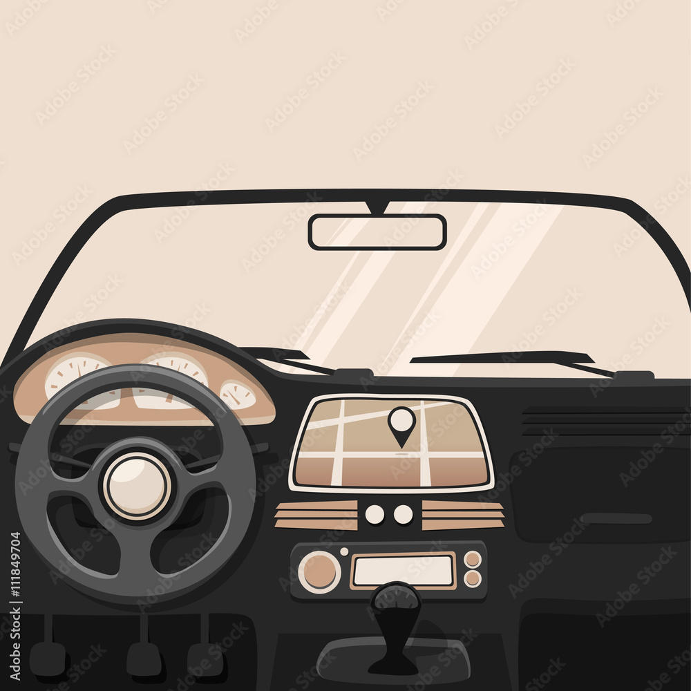 Vehicle interior. Inside car. Vector cartoon illustration Stock Vector ...