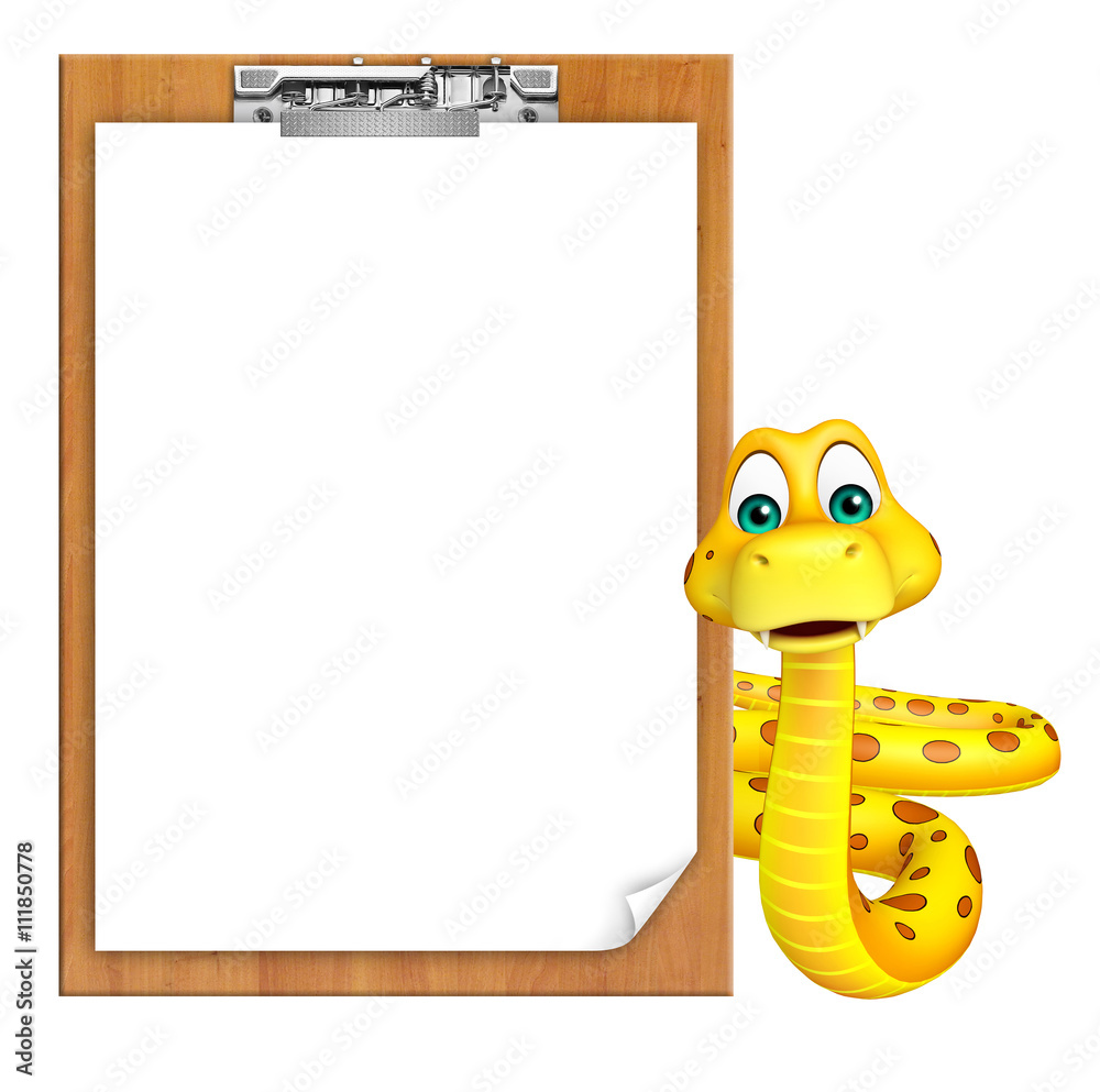 Snake cartoon character with exam pad Stock Illustration | Adobe Stock