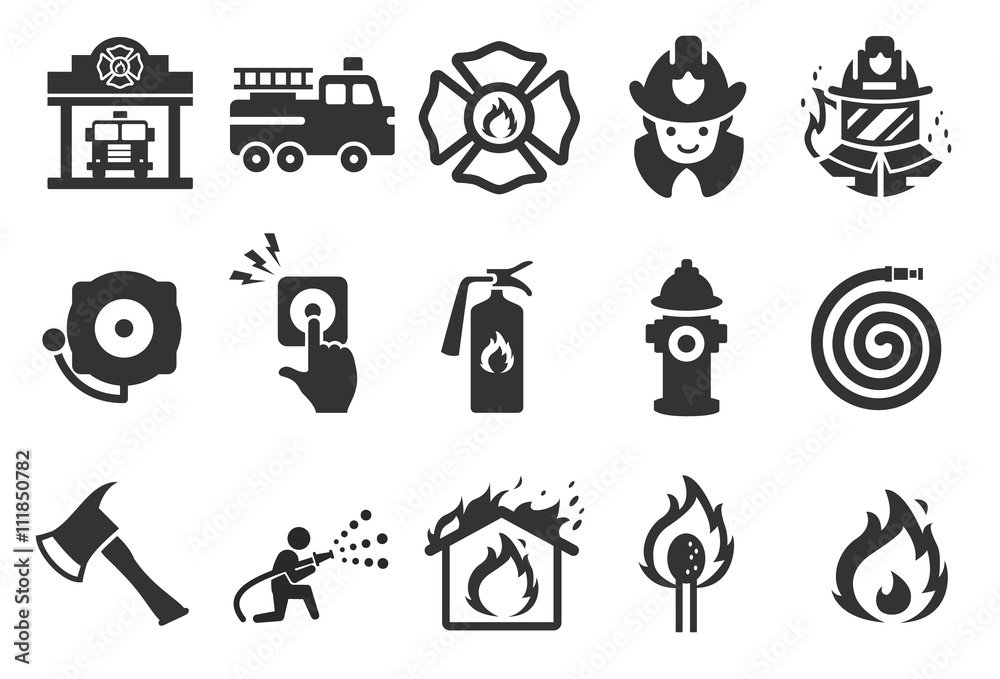Fire Department icons - Illustration Stock Vector | Adobe Stock