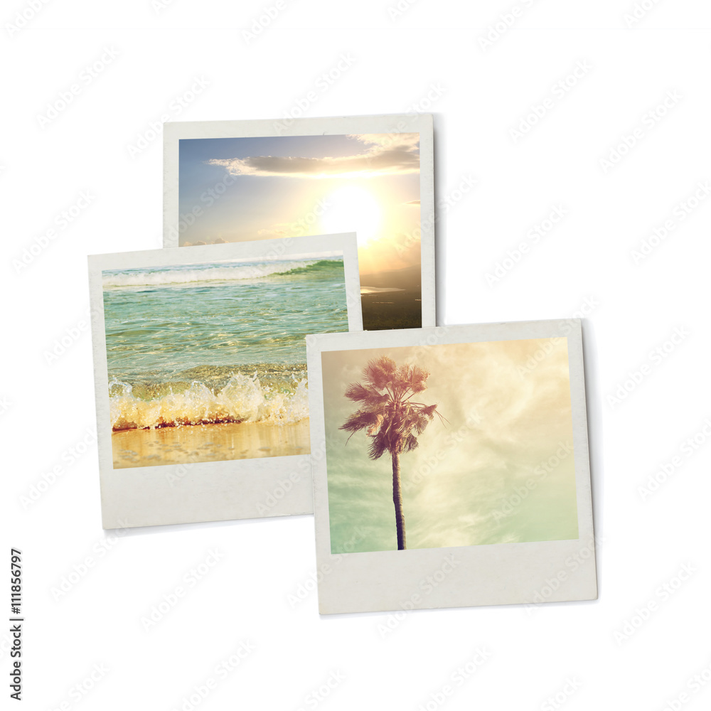 stack of Instant photos, isolated on white background. Stock Photo ...