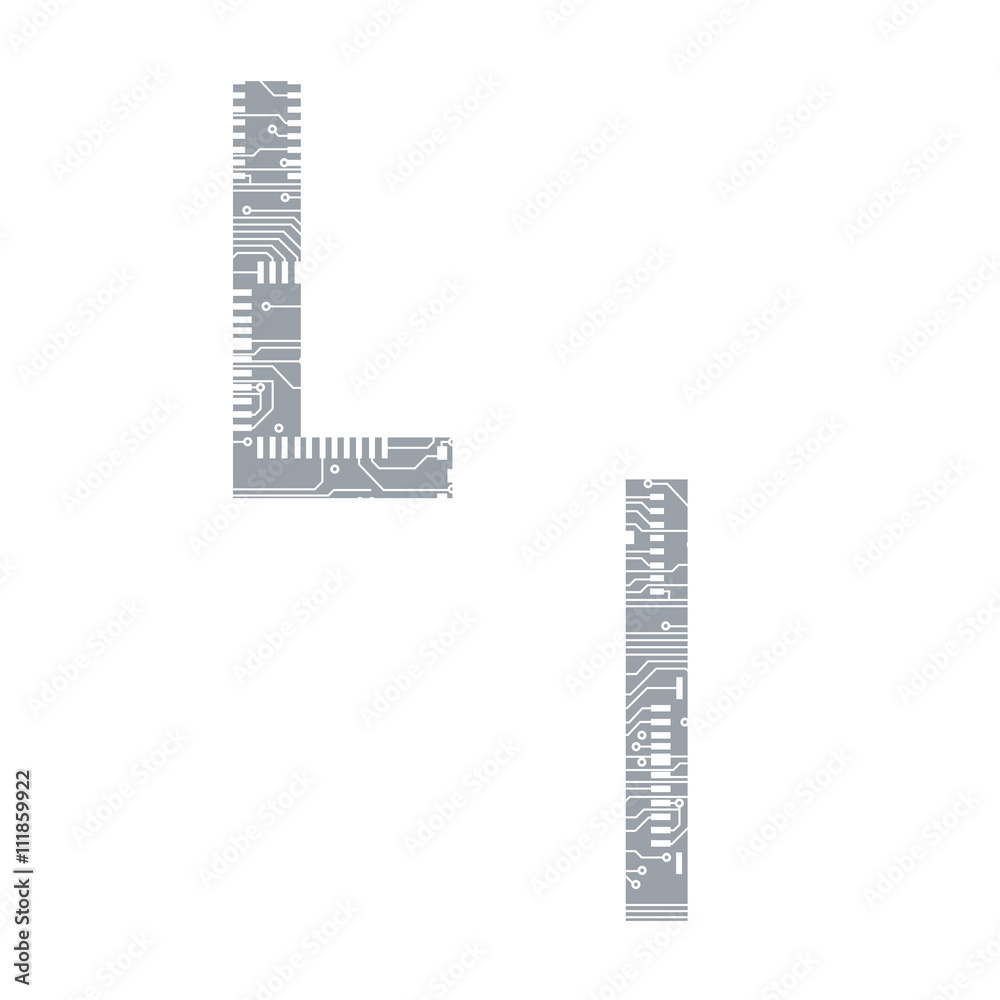 Circuit board alphabet letter L Vector Illustration Stock Vector ...