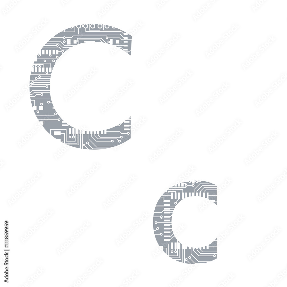 Circuit board alphabet letter C Vector Illustration Stock Vector ...