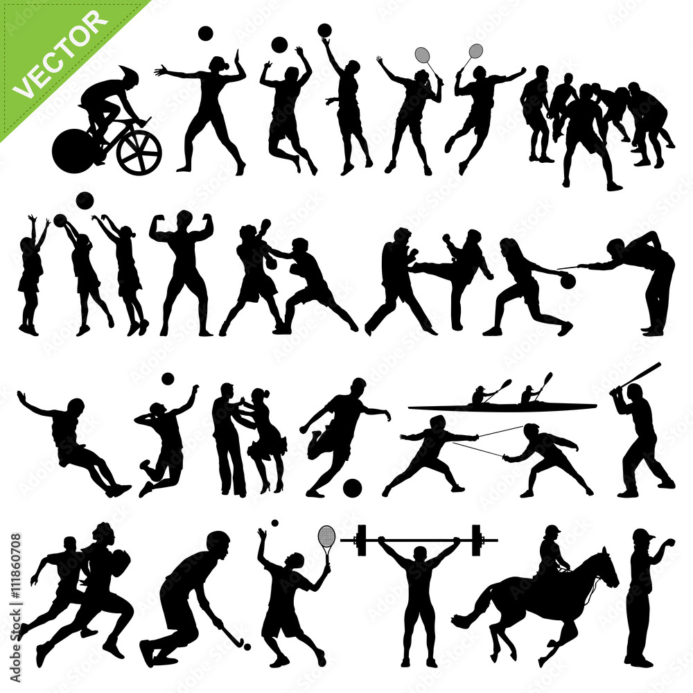 Sport players silhouettes vector Stock Vector | Adobe Stock
